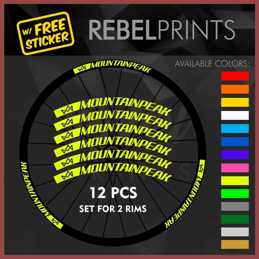 MOUNTAINPEAK&Jz(12!M$pcs))if}Wheel>EB}Rim>kY}Sticker>kB}Decal>Pn}Vinyl>iN}for Mountain Bike or ...