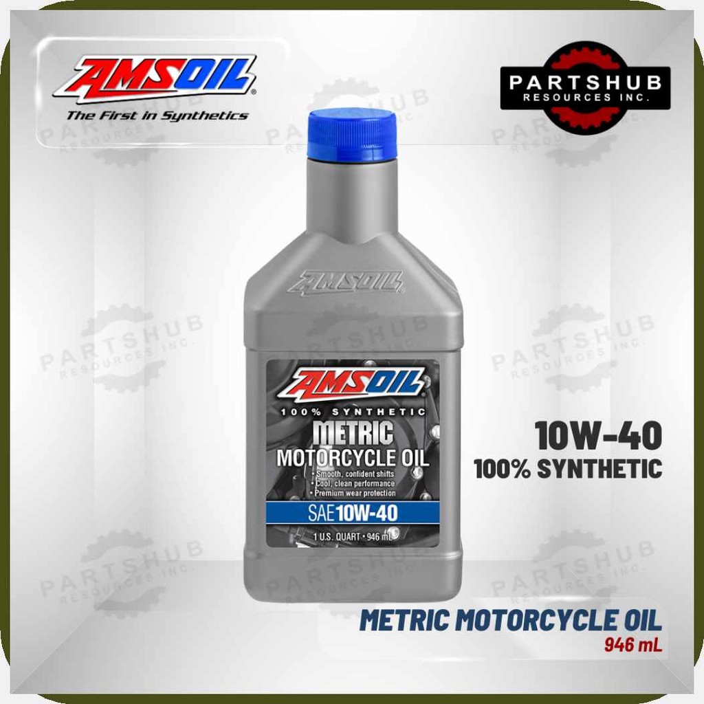 AMSOIL?Ih*10W-40,fV^METRIC?KF*SYNTHETIC~Zu*MOTORCYCLE~SG*OIL~s*946mL ...