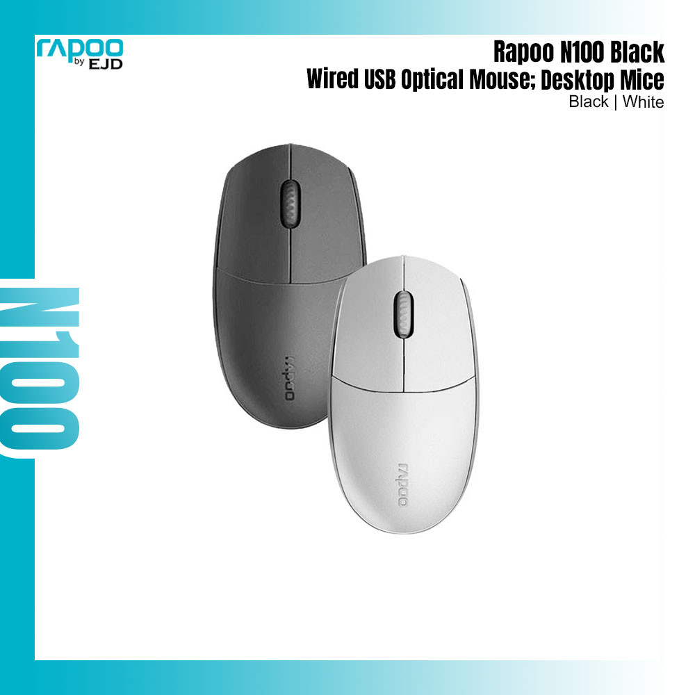 Rapoo N100 Black Wired USB Optical Mouse; Desktop Mice | Rapoo by EJD ...