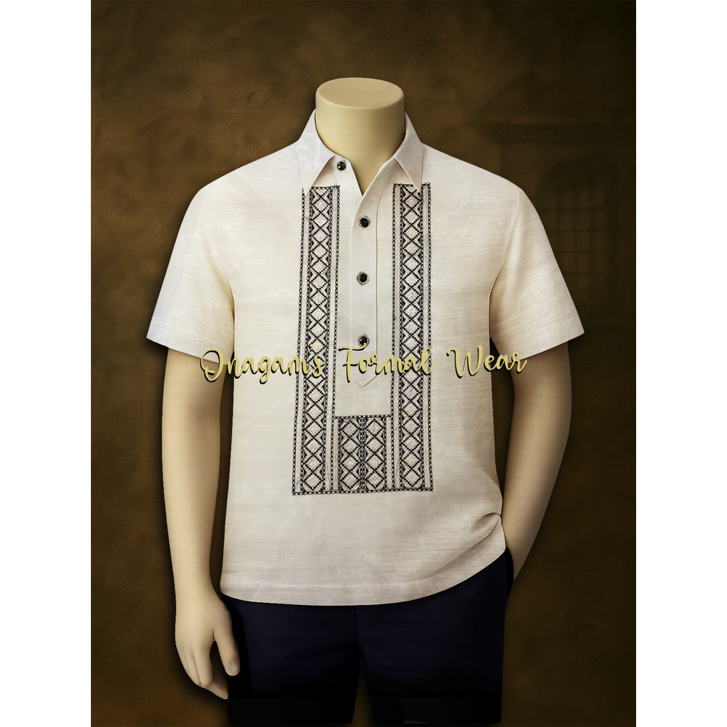 SHORT SLEEVE POLO Barong Tagalog for Men FORMAL / OFFICE BARONG ETHNIC ...