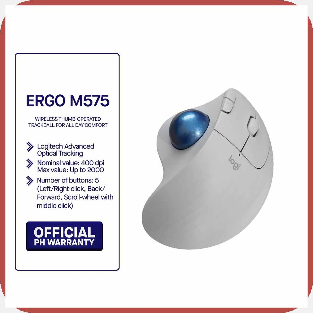 Logitech@yT[ERGO(az&M575+rH@WY@An@oH@Bn@f WIRELESS TRACKBALL | Shopee Philippines