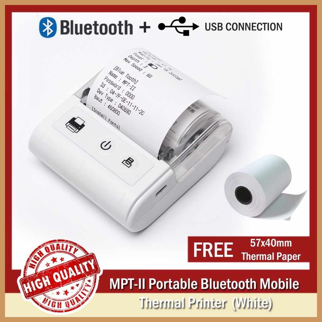 MPT-II't!Portable[RN!Bluetooth[Pa!Mobile[OK!Thermal[Ls!Printer[Oo!WHITE ...