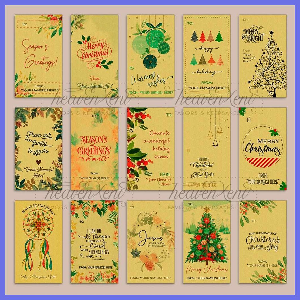 24{z)pcs=g@Personalized`K;Kraft&Christmas&Gift&Tags%Tw:-%kV:Sticker or ...
