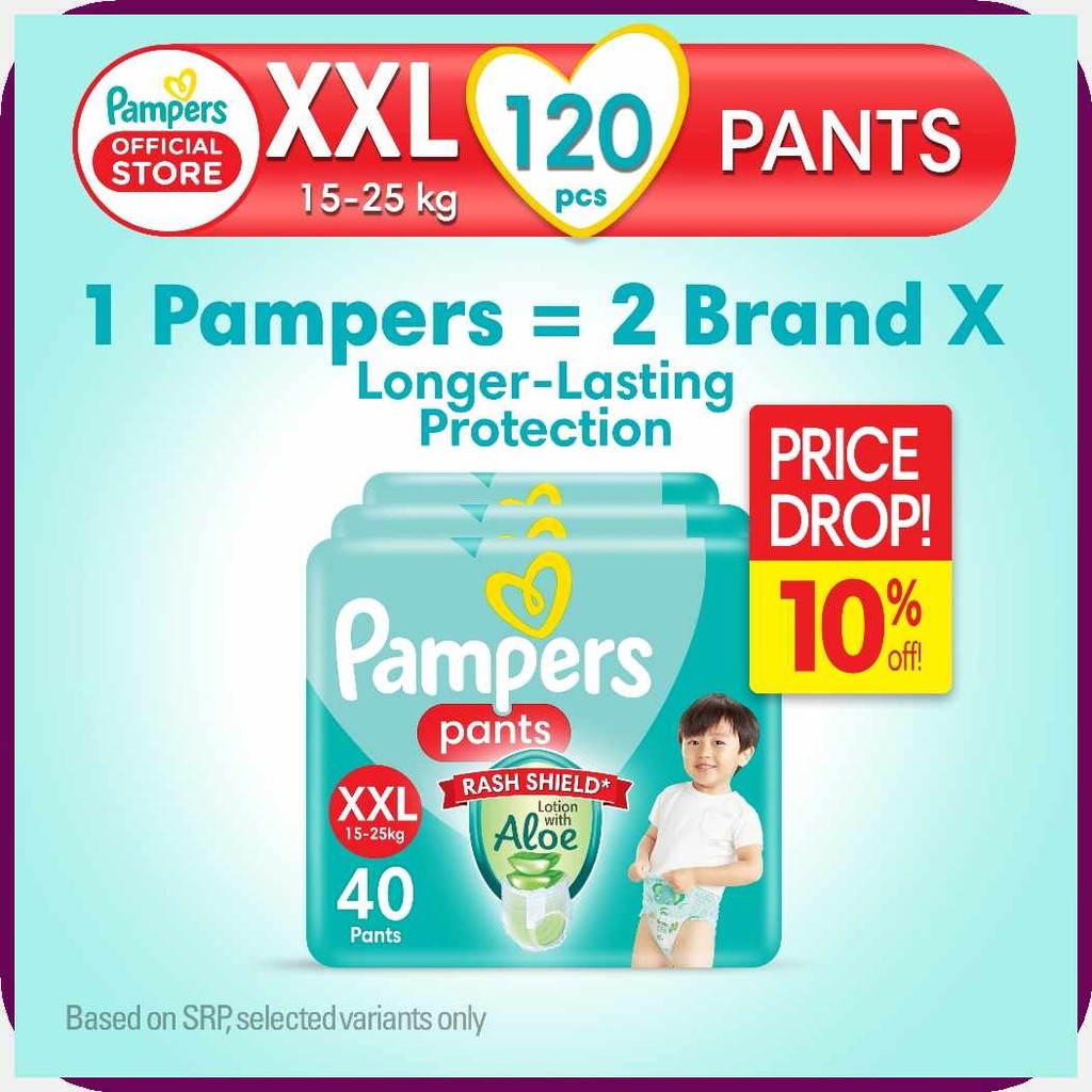 Pampers%O(Baby$QU'DryjVPants-xxDiapers-vuwith-pvRash-gShield,t[XXL 40s ...