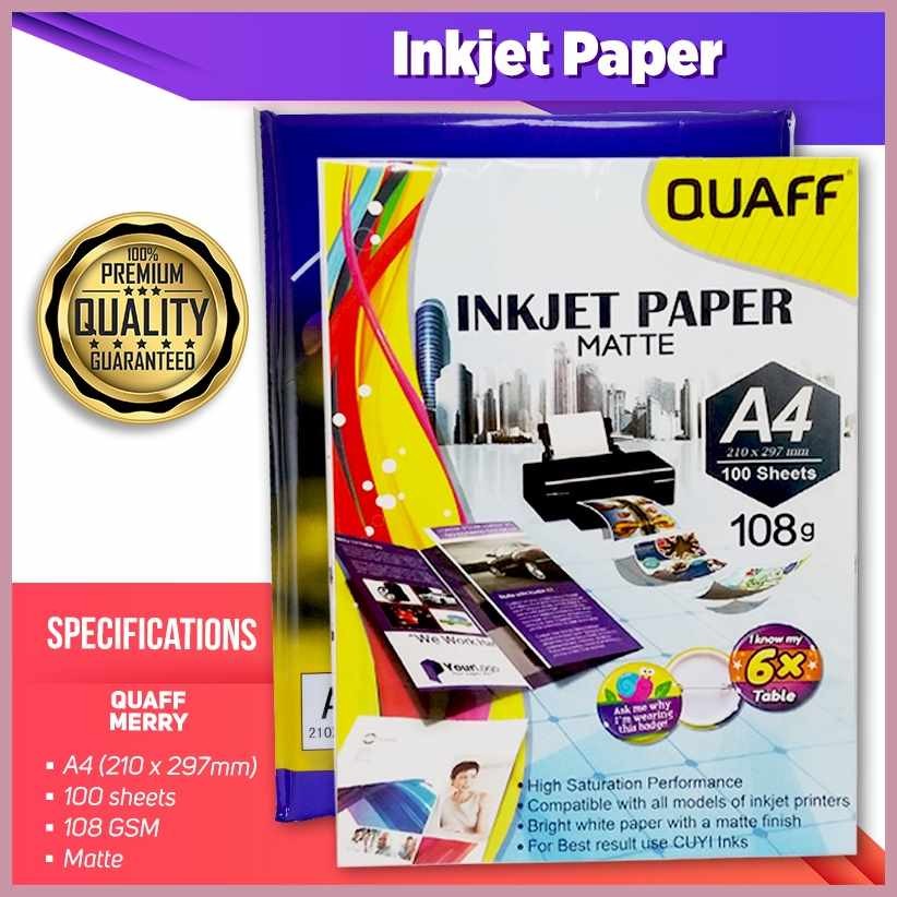 108gsm*IL>Inkjet%N+Sw@Matte+dq@Paper+Ih@A4+z@*x?Size*r?MERRY or QUAFF ...