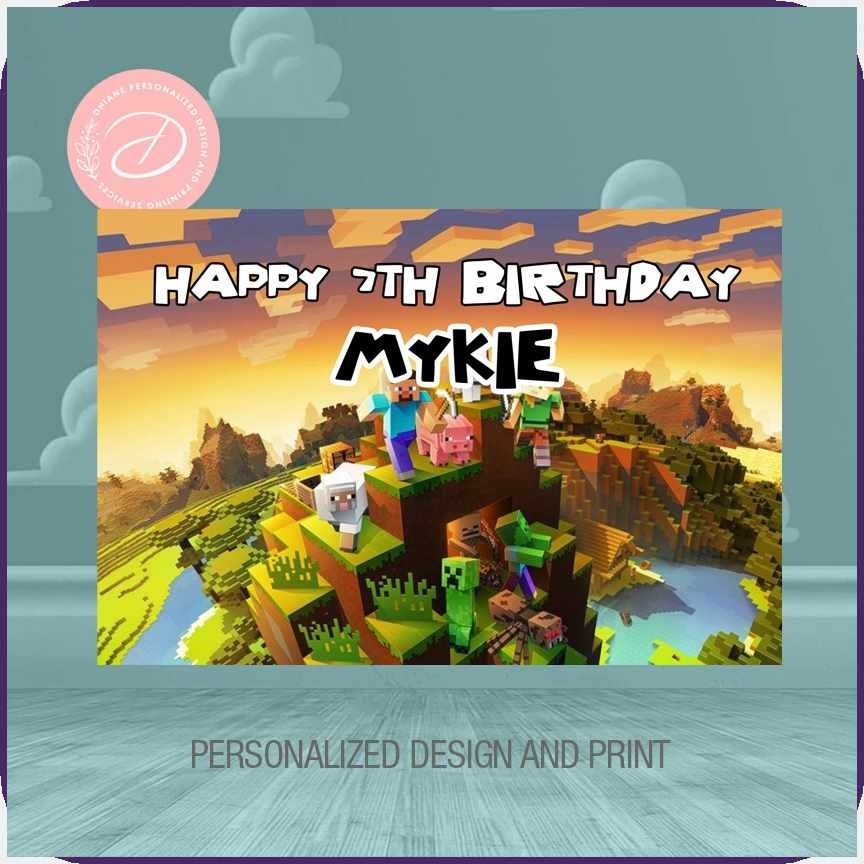Personalizedyb!Birthday-w?Tarpaulin^Km/|$bg/Minecraft$iI/|$U/Nursery$e ...