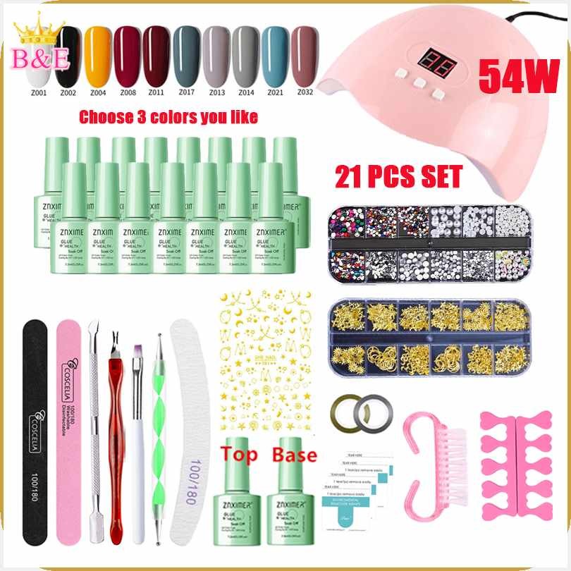 21Pcs/Set,k)Gel/ZX$Polish^t$Set^e$54W_t%UV_o%Nail_F%Polish_y%Set Gel ...