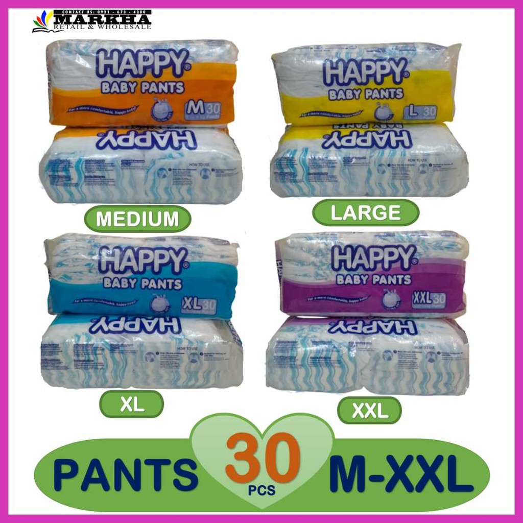 HAPPY+Ey@BABY-JO_PANTS?k*DIAPER~k*x30pcs~b*(~Z*MEDIUM~i*-~Z*XXL ...
