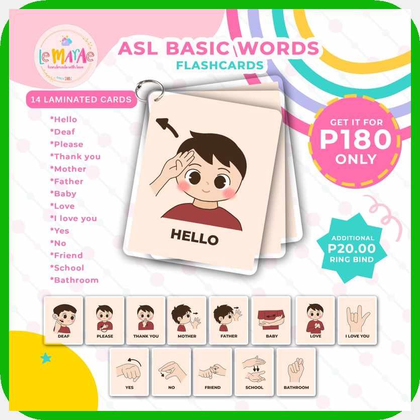 BASIC+Fu$SIGN}Hu[LANGUAGES`b;WORDS&ASL&Laminated&Educational&Flashcards ...