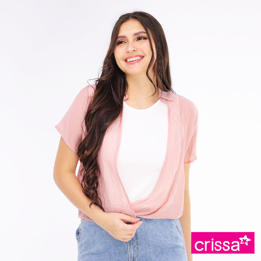 Crissa Plain Woven Short Sleeves Blouse CTT29-0006 | Shopee Philippines