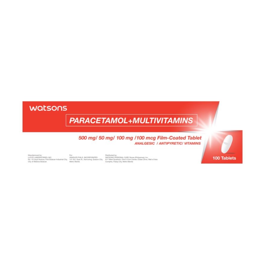WATSONS Generics Paracetamol + Multivitamins 500ml Film-Coated Tablet ...
