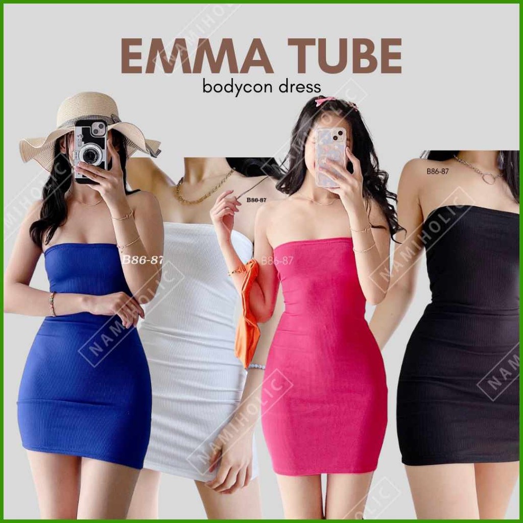 Namiholic#bD[Emma-j?Tube^Rl/Knitted$MQ/Bodycon$wM/Dress | Shopee Philippines