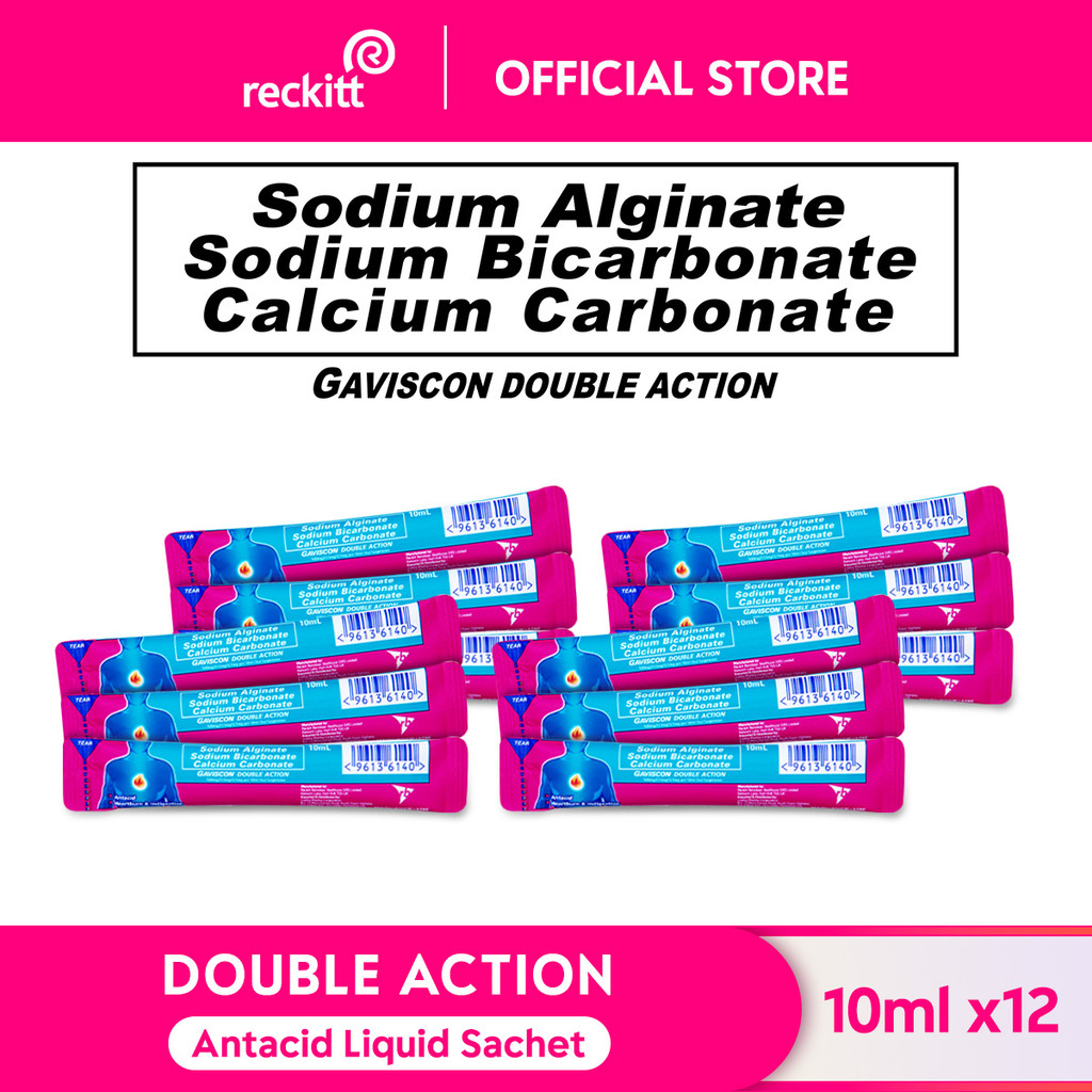 Gaviscon Double Action Antacid Liquid Sachet 10ml Bundle of 12 for Acid ...