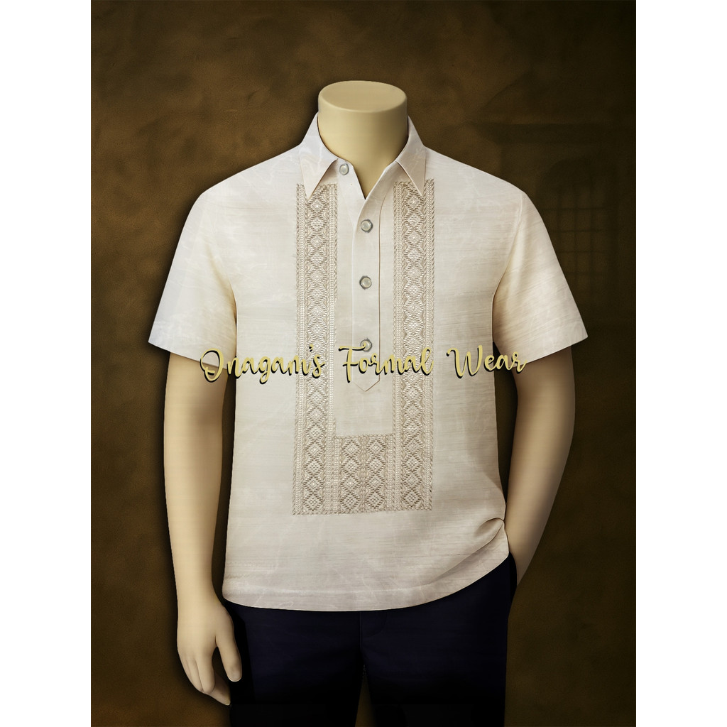 SHORT SLEEVE POLO Barong Tagalog for Men FORMAL / OFFICE BARONG ETHNIC ...