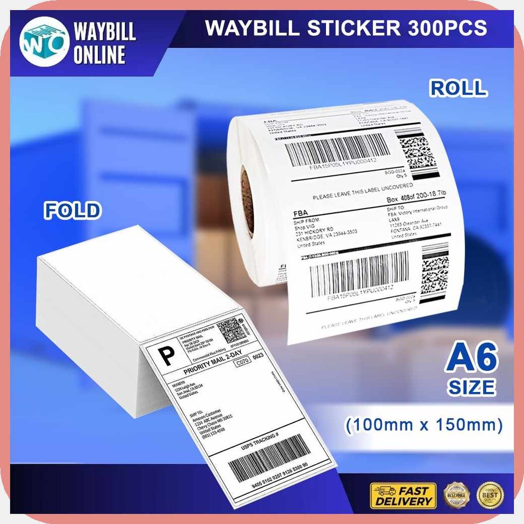 Waybill|e^sticker/GY;A6D-100*150o-FoldP-&o-Rollq-300pcs-OfficomI-Label ...