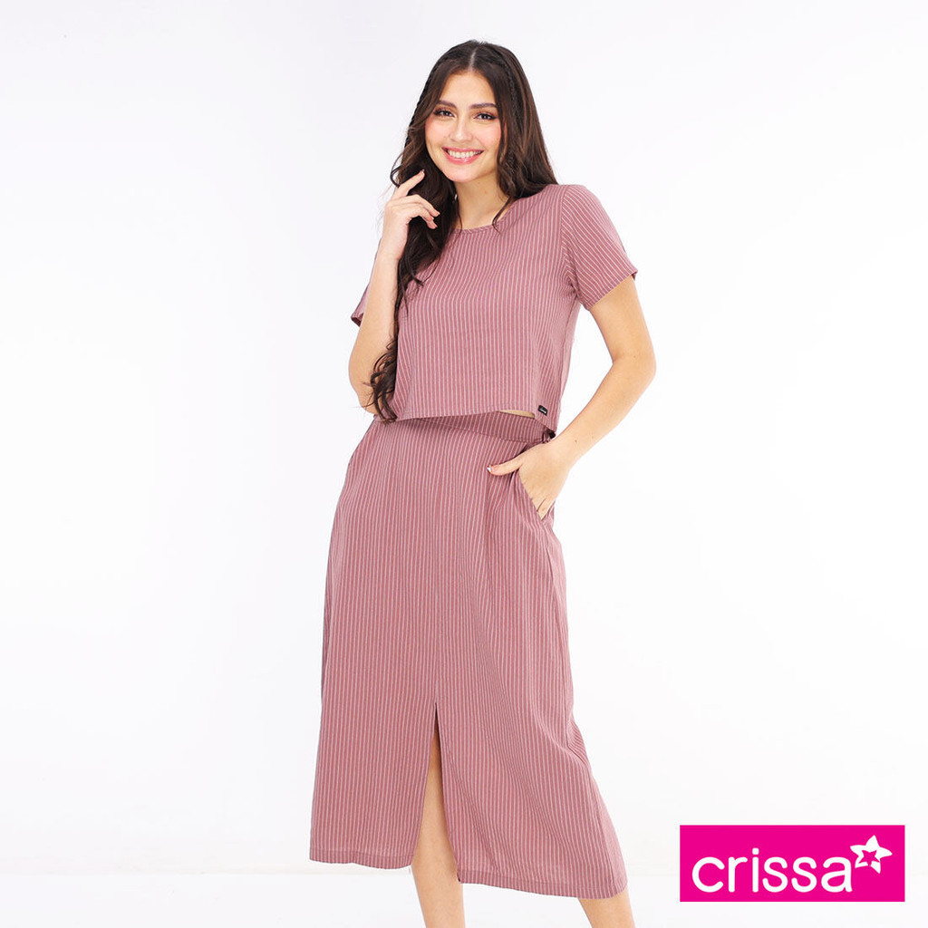 Crissa Cotton Stripes Short Sleeves Terno Skirt CLST28-0003 | Shopee ...