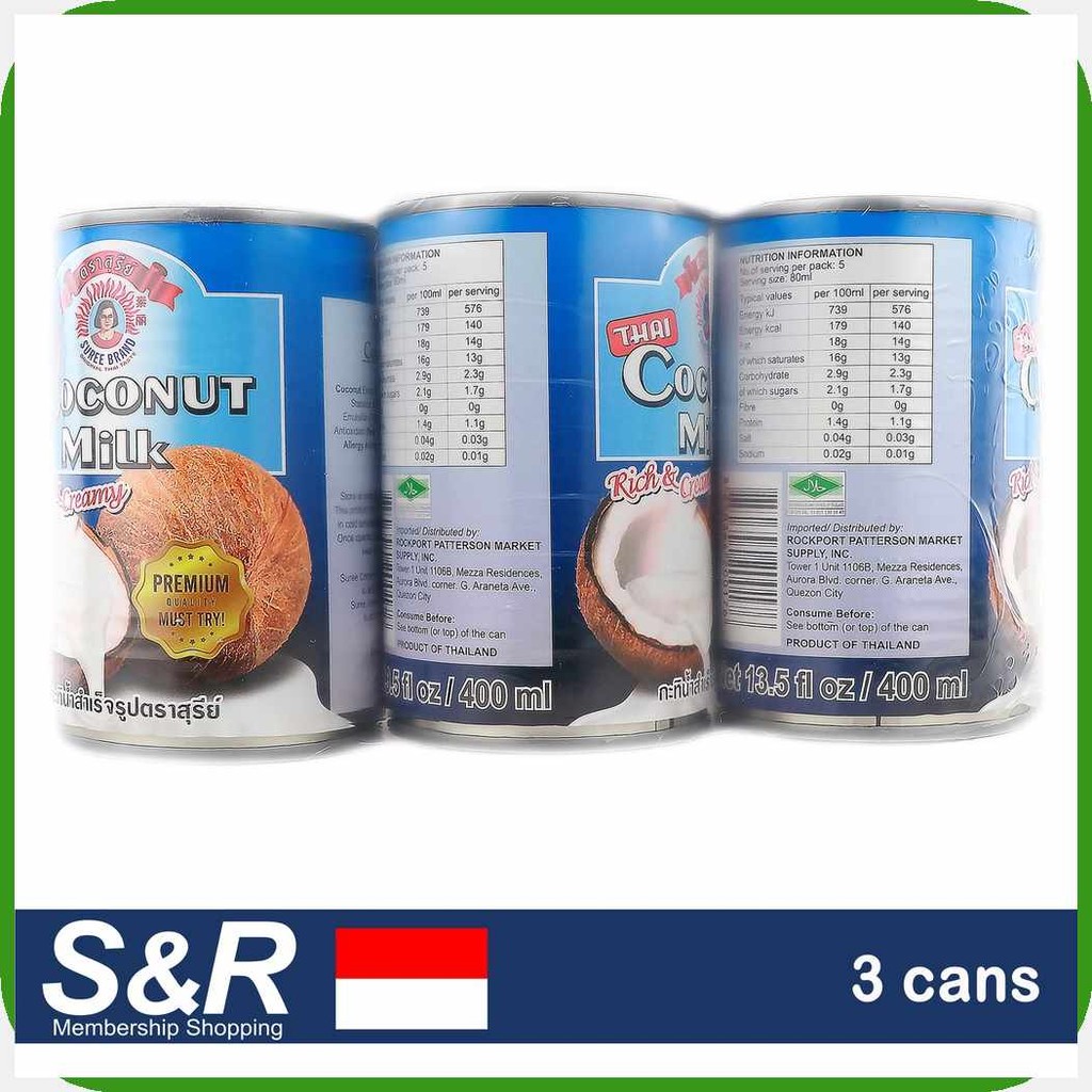 Suree%k*Coconut^ap;Milk[pD,Rich!BP,&!f,Creamys-3B-cans | Shopee Philippines
