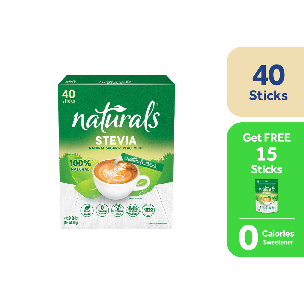 (B1G1) Buy 1 Box of Naturals Stevia Zero Calorie Sweetener 40 Sticks ...
