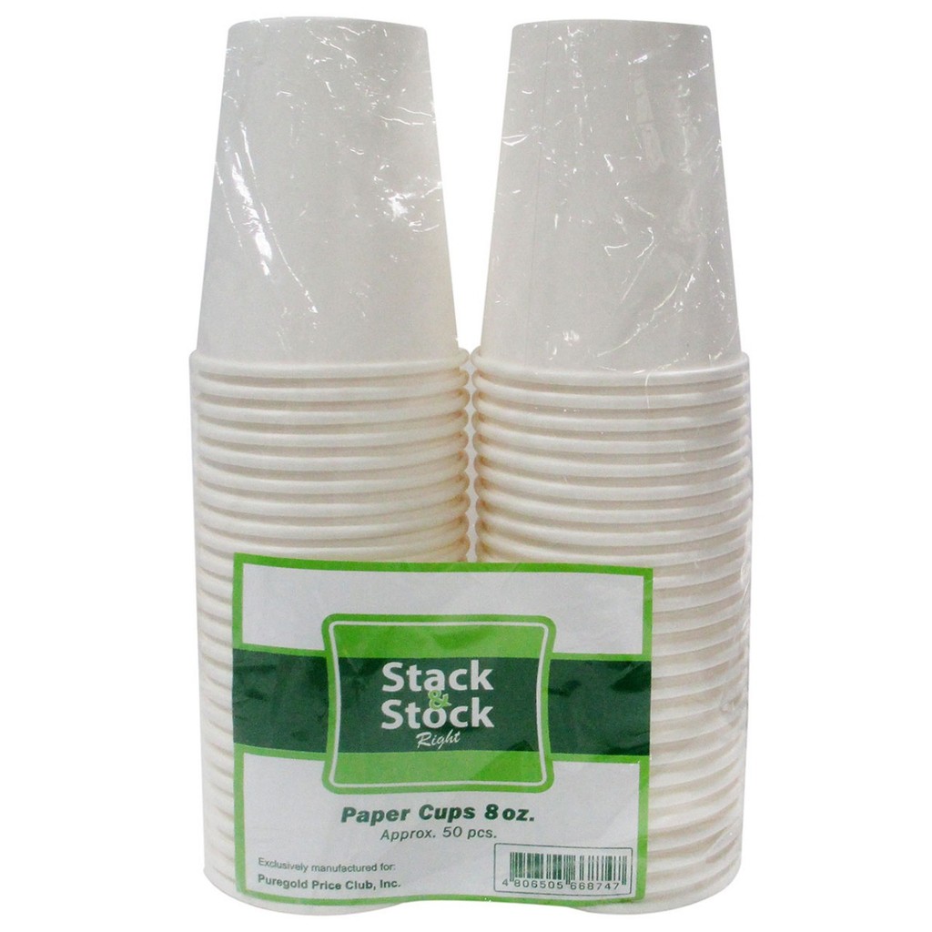 Stack & Stock Paper Cup 8oz 50s - Paper And Plastic Disposal | Shopee ...