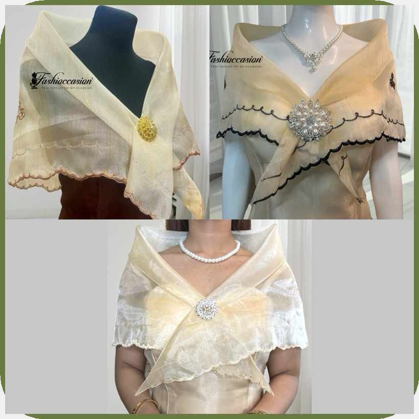 Filipiniana$Y[Alampay]W)Classic>i}with>L}Brooch>t}Pin>M}Maria>D}Clara>D ...