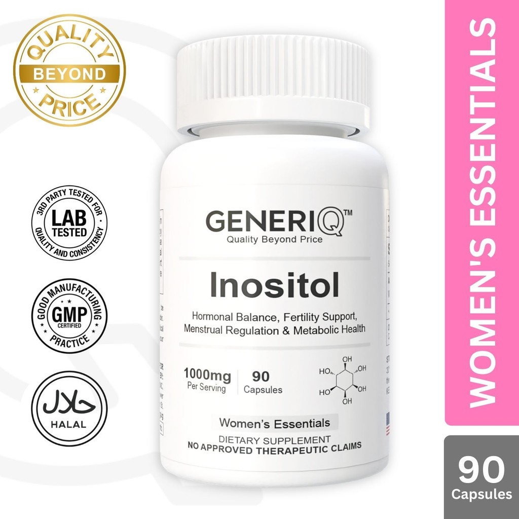GENERIQ Inositol, 1000mg (Hormonal Balance, Menstrual Health ...