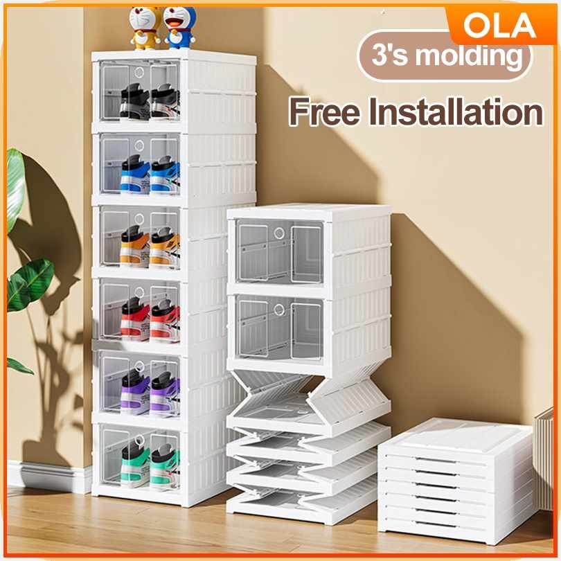 Acrylic$QTransparents.b@Shoe_f:Box%Z:Foldable%H:Shoe&Rack&Storage&Organizer Box Shelf Install ...