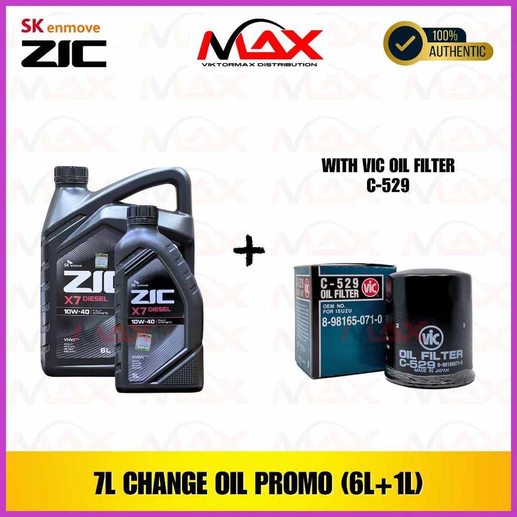 SK-ZIC#ON^7{Kl)Liters$qc^X7/F^10W-40/S^DSL/i^Fully/w^Synthetic/A^with C-529 Vic Oil Filter ...