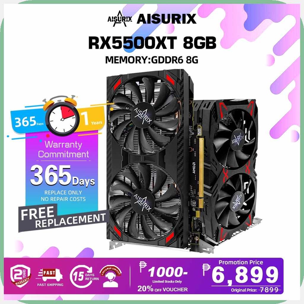AISURIX|k+Graphics]aM,Card`Ed;RX&5500XT&8GB&GDDR6&AMD&128bit Video Card ...