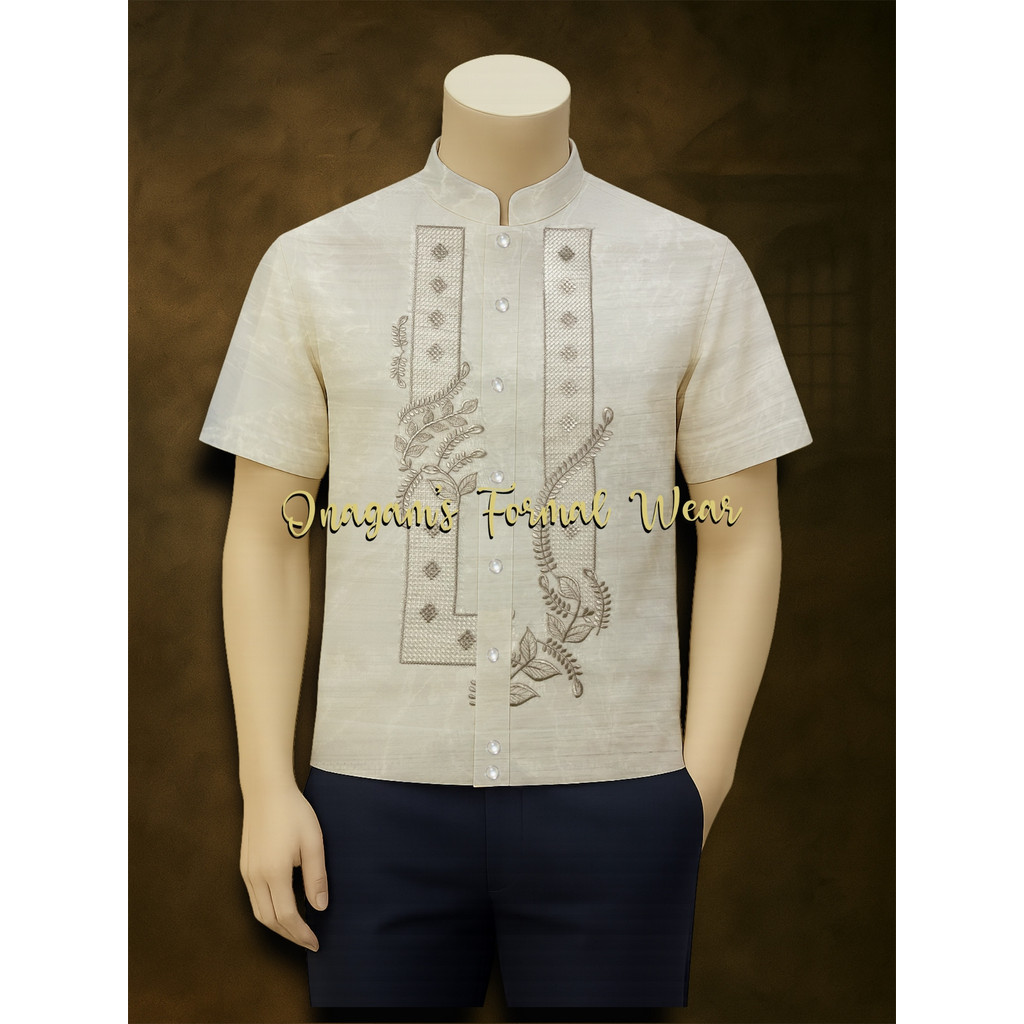 SHORT SLEEVE POLO JACKET Barong Tagalog for Men FORMAL / OFFICE BARONG ...