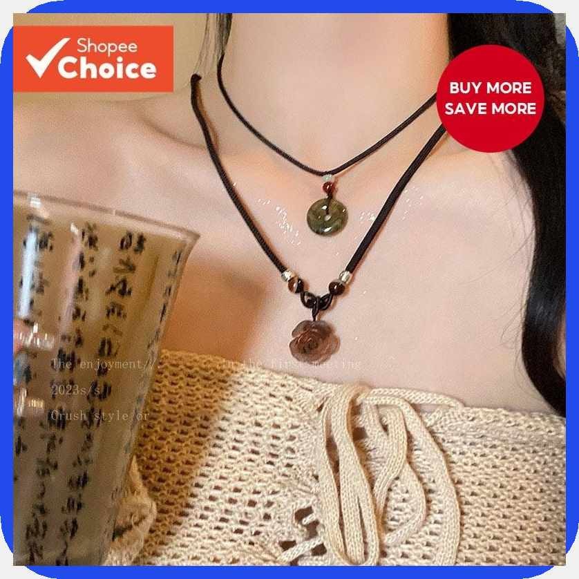 Trendyn[New?rQ{Chinese-BStyleANecklaceNCamelliauAPendantcwWoven]Dj# ...