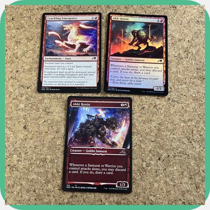MTG*P[AKKI(qF|X#RONIN=vC|(GOBLIN=WJ|SAMURAI)=Ii|KAMIGAWA=GM|NEON=pI ...