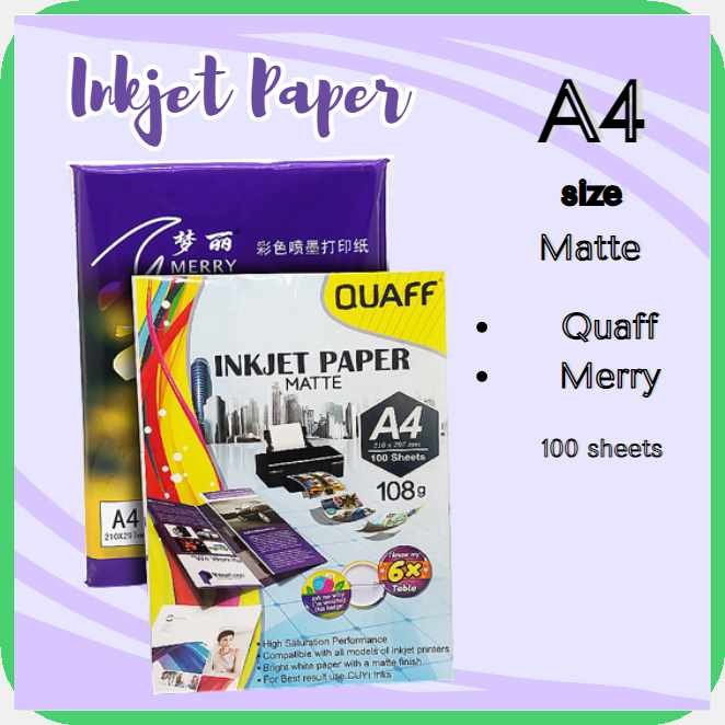 Quaff%Q@108gsm-eN_Matte?MK*Inkjet~m*Paper~H*A4~Y*Size~c*&~q*(100 Sheets ...