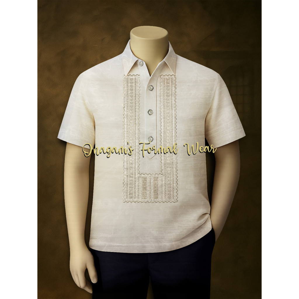 SHORT SLEEVE POLO Barong Tagalog for Men FORMAL / OFFICE BARONG LESTER ...