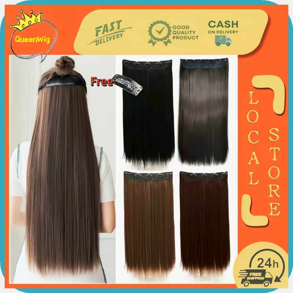 【COD】60CM*C+Long@QStraight|B=Hair)Wo>Extensions)CC>Wig)Qf>5Clips)hZ>on ...