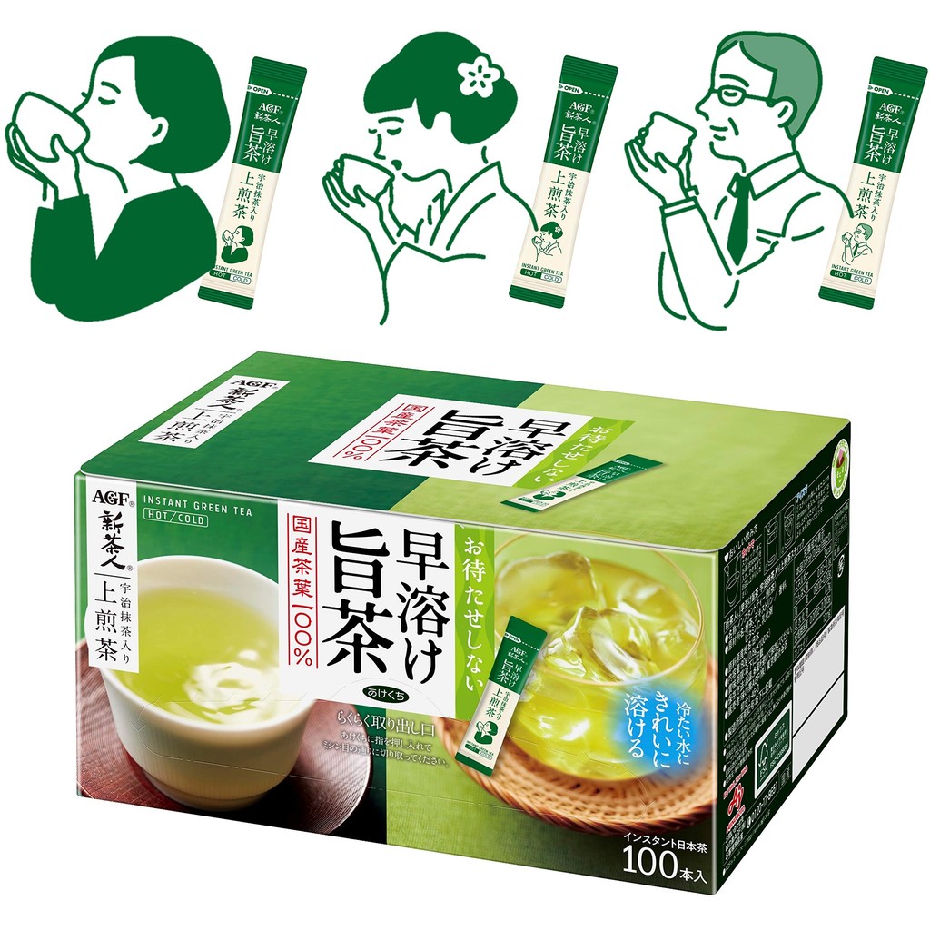 AGF 100 New Tea People Fast Melting Umamicha with Uji Matcha Green Tea Sticks 0.8 g (x 100 ...