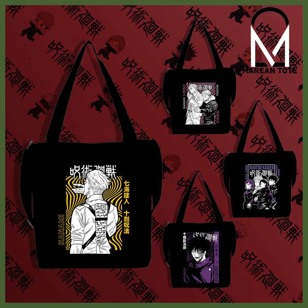 MAREAN}tu]TOTE!j)Jujutsu]a.Kaisen#H/Anime$i/Manga$M/Black$x/Tote$Y/Bags ...