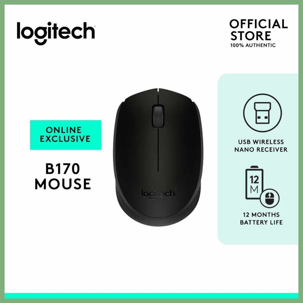 Logitech?br,B170)Wt)Wireless)I>Mouse,)E>2.4)Z>GHz)p>with)J>USB)d>Nano ...