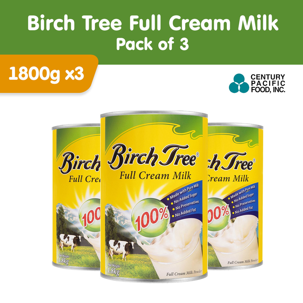 Birch Tree Full Cream Milk 1800g Pack of 3 - Made from Pure Cow’s Milk ...