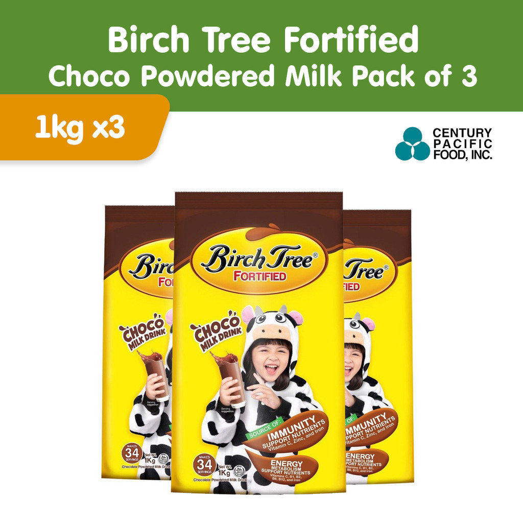 Birch Tree Fortified Choco Powdered Milk 1kg Pack of 3 - Rich & Creamy ...