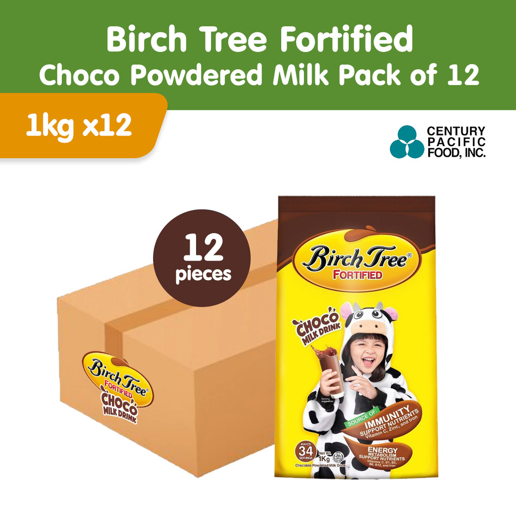 Birch Tree Fortified Choco Powdered Milk 1kg Case (Pack of 12) - Rich ...