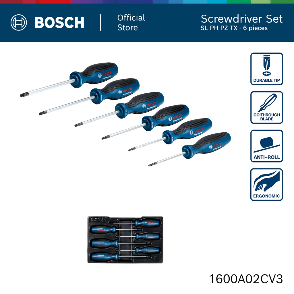 Bosch Hand Tools 6pc mixed screwdriver set | Shopee Philippines