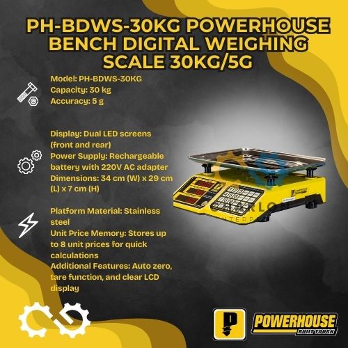 PH-BDWS-30KG POWERHOUSE BENCH DIGITAL WEIGHING SCALE 30KG/5G | Shopee Philippines