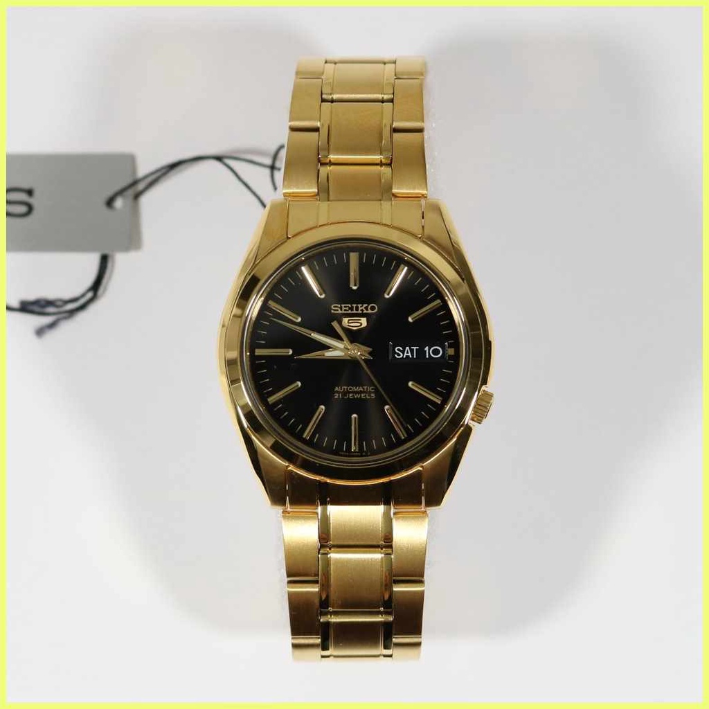 Seiko%z(5+bf|Gold/b$Tone^l$Stainless^k$Steel^yZ$Black^oP$Dial^Mm ...