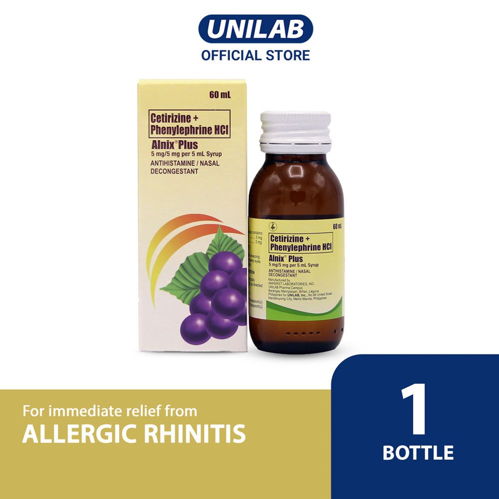 CETIRIZINE + PHENYLEPHRINE HCl ALNIX PLUS SYRUP 60ML (For immediate ...