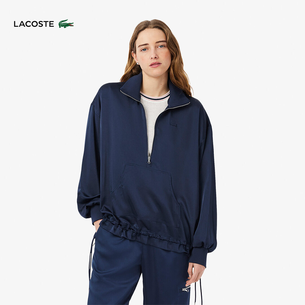 Lacoste Women's High Zipped Neck Oversized Popover Jacket | Shopee ...