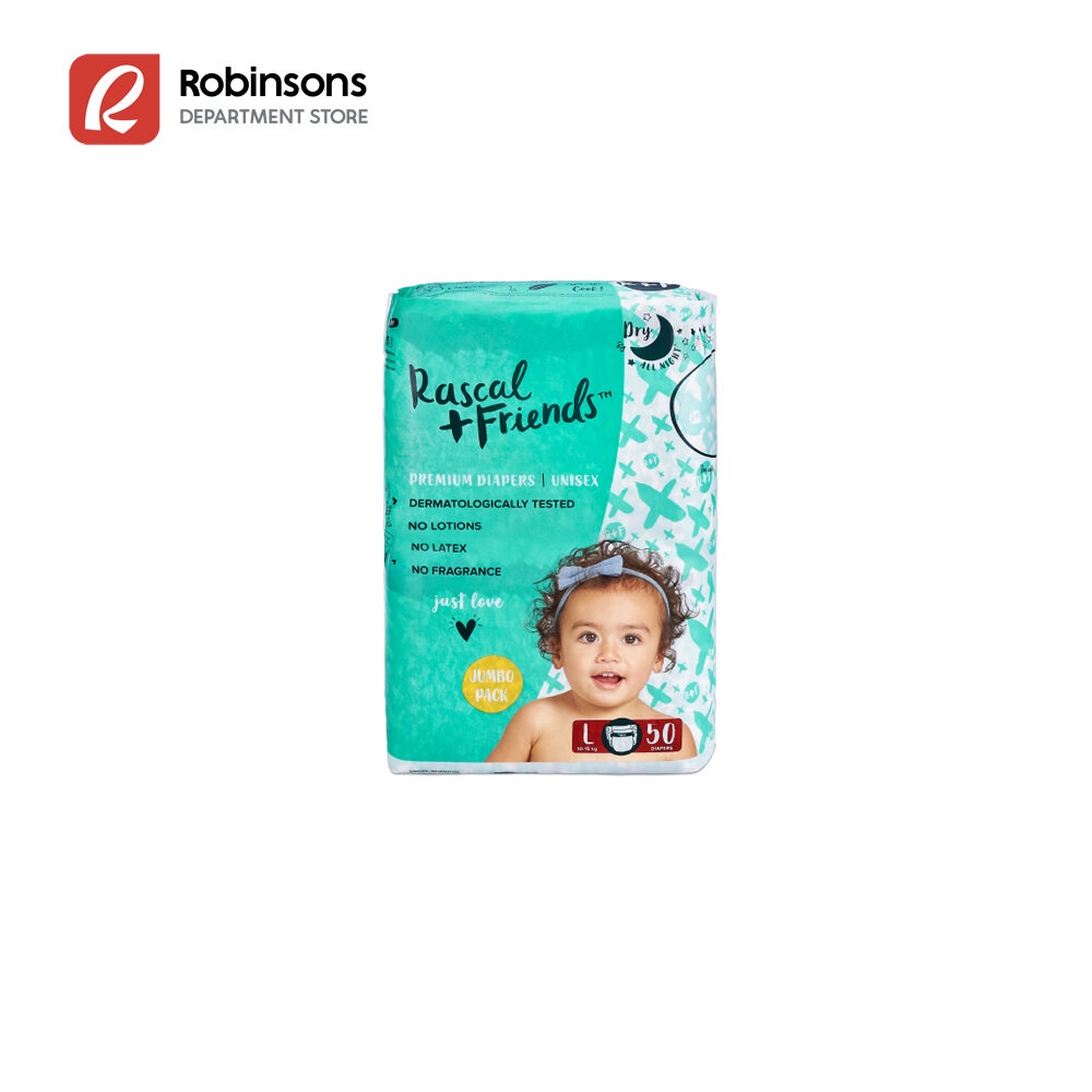 Rascals + Friends Premium Taped Diaper Jumbo Pack - Large 50 pads ...