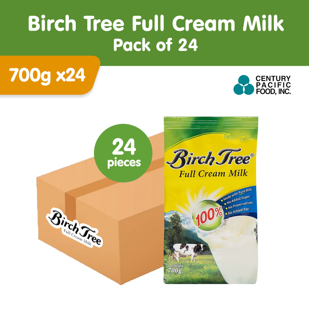 Birch Tree Full Cream Milk 700g Case (Pack of 24) - Made from Pure Cow ...