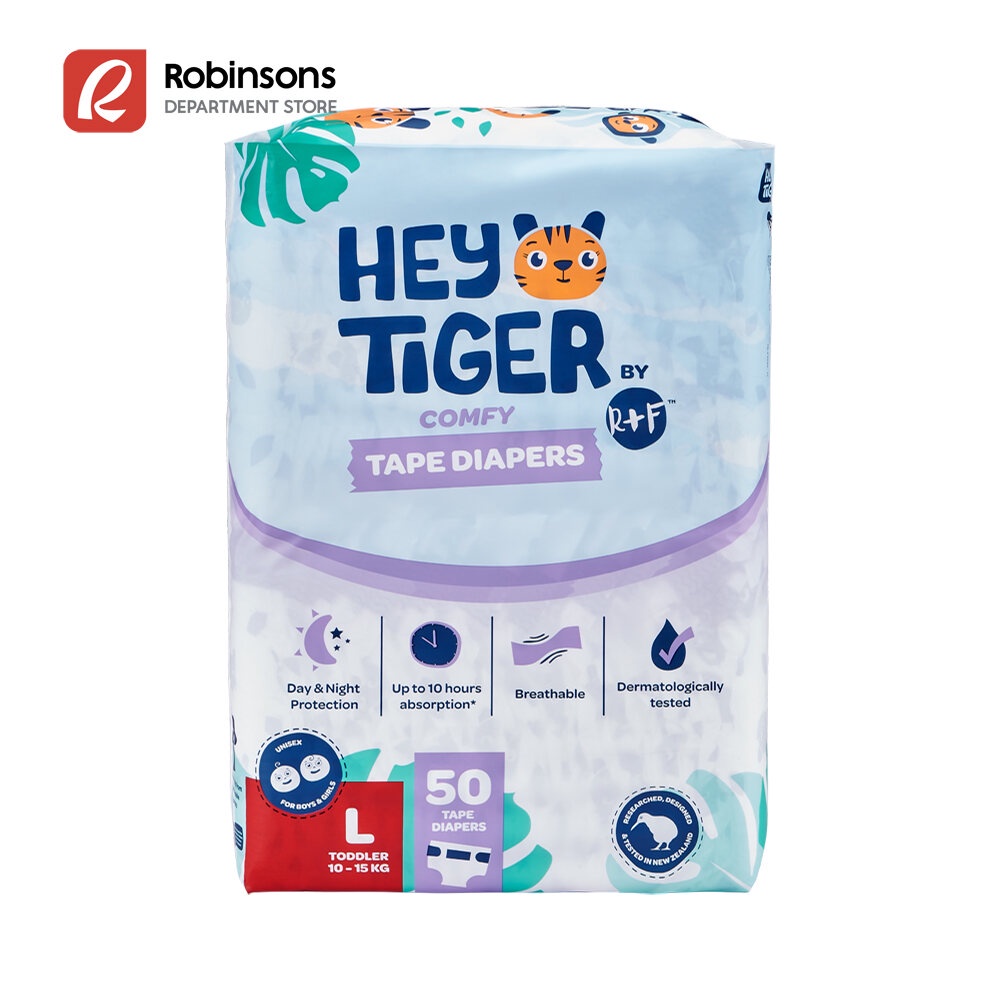 Hey Tiger Comfy Tape Diapers Jumbo Pack - Large 50 pads | Shopee Philippines