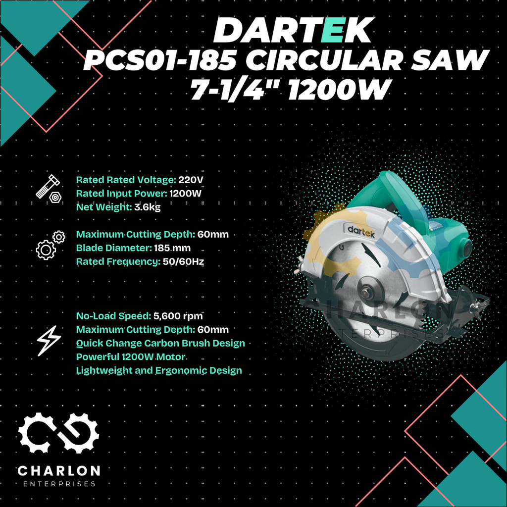 Dartek PCS01-185 Circular Saw 7-1/4" 1200W | Shopee Philippines