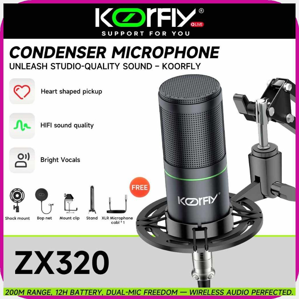 Koorfly,Jc[ZX320.mD`XLR@d+Podcast w+u+S+T+I+Microphone Cardioid Medium ...